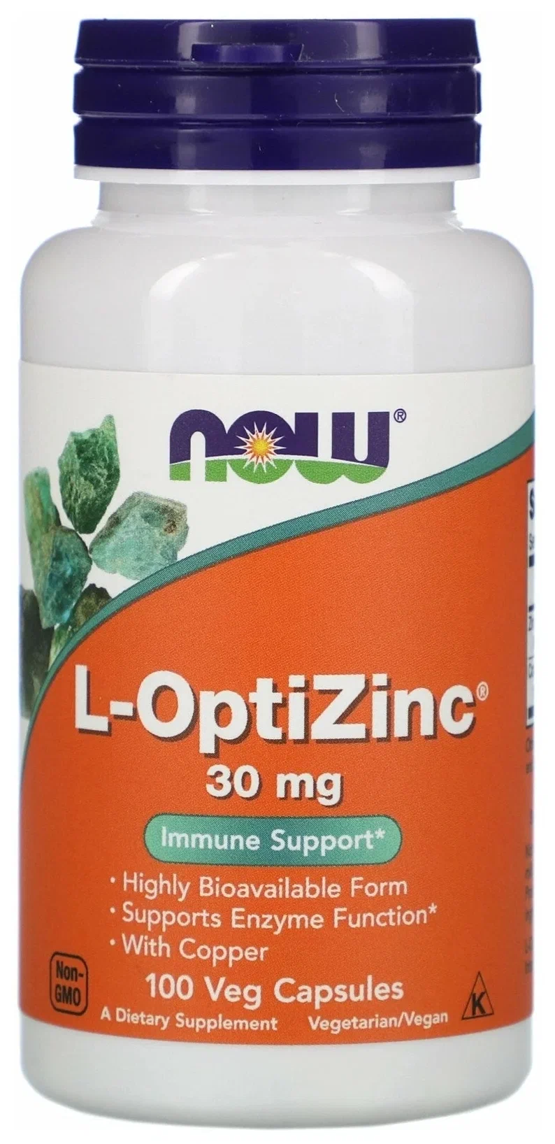 L-OptiZinc NOW Foods, L-ОптиЦинк 30 мг + Медь Хелат 0.3 мг - 100 капсул