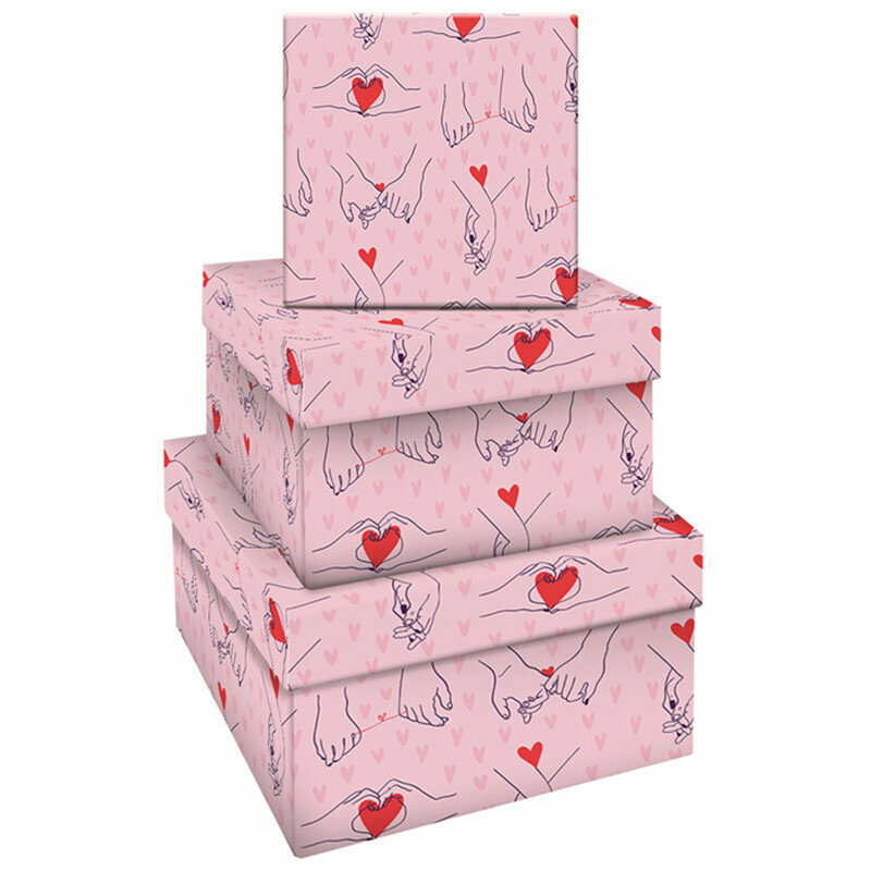 Набор квадратных коробок 3в1, MESHU "Falling in love", (19,5*19,5*11-15,5*15,5*9см), 341872