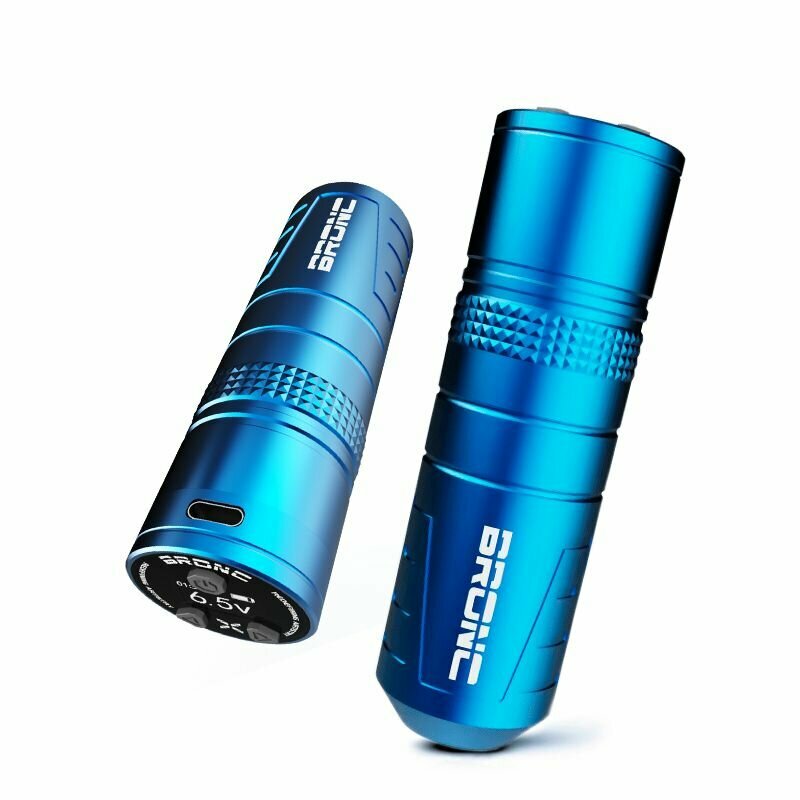 Беспроводная машинка ручка для татуировки и татуажа BRONC SHORT-X Wireless Pen Blue
