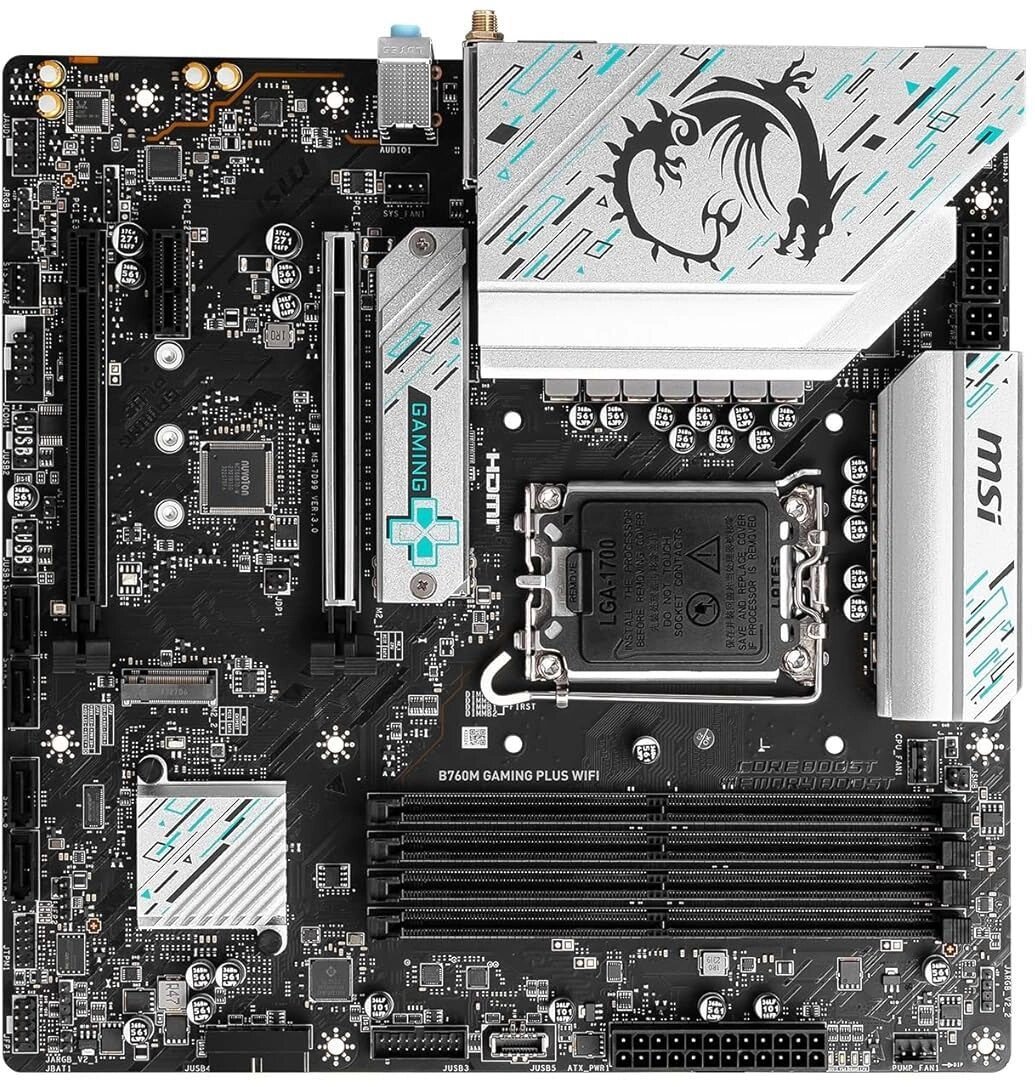 Материнская плата MSI B760M GAMING PLUS WIFI Soc-1700 Intel B760 DDR5 mATX AC`97 8ch(7.1) 2.5Gg+HDMI