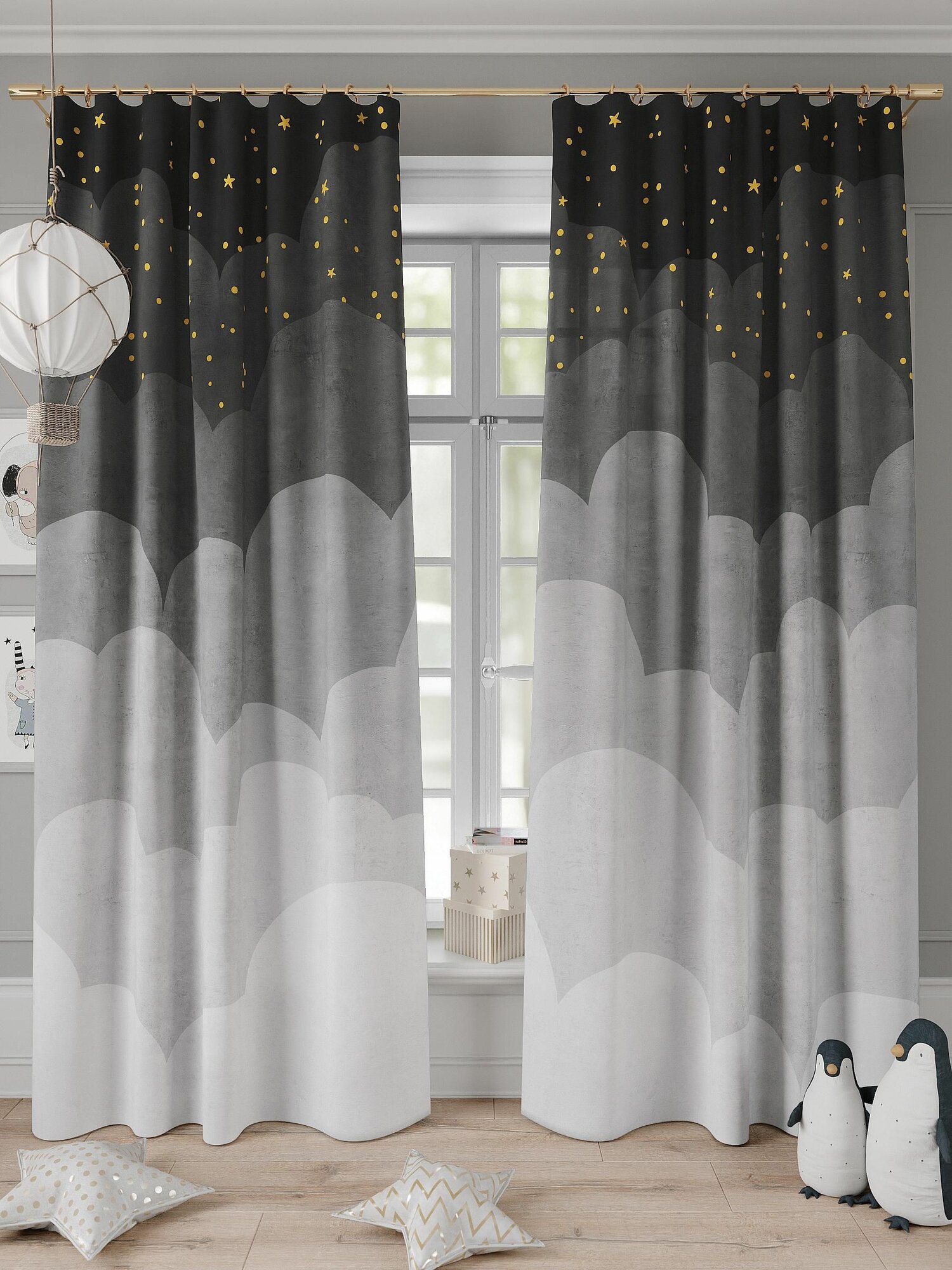 Комплект штор для детской Comfy Way 150х260 см / шторы в комнату 2 шт / Орласа (серый)