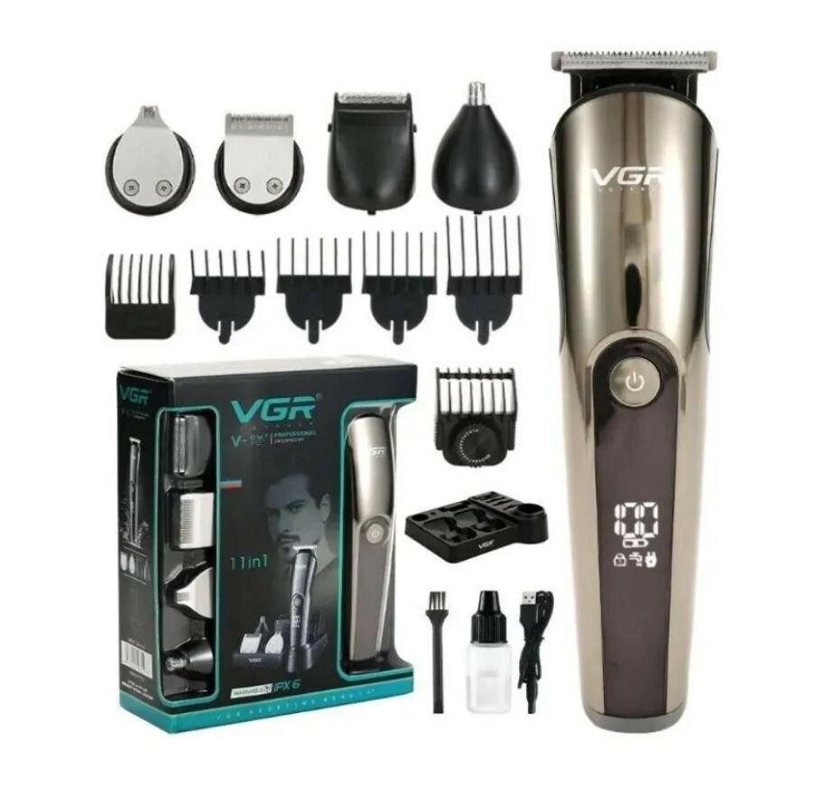 Профессиональная машинка для стрижки волос / 11 В 1 / Триммер для бороды и усов / Набор для стрижки волос
