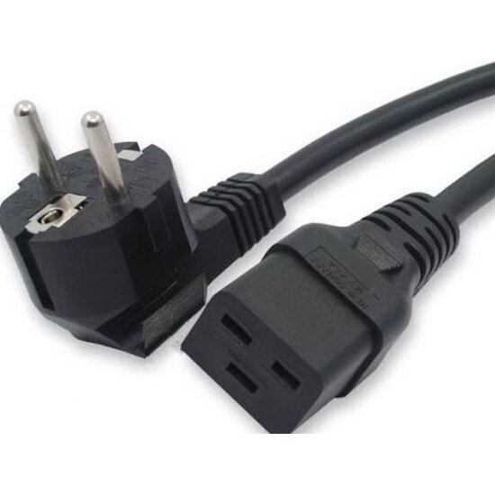 Кабель питания Filum FL-PC-SH90/C19-C3-3.0-BK ПВС-АП 3x2.5 CEE 7/7(Schuko) угловая - C19, 220/250В, 16А, чёрный, 3м