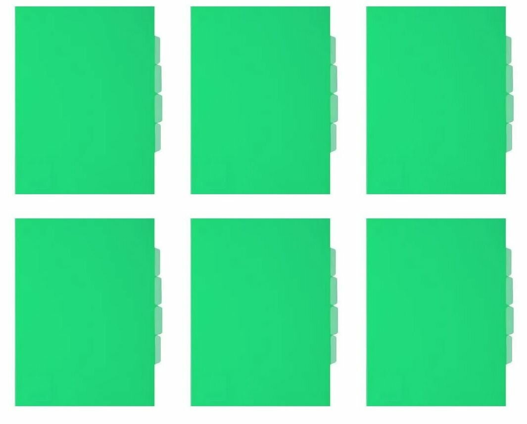 InФормат Папка-уголок пластиковая А4 прозрачная, 4 отделения, 150 мкм, 6 шт