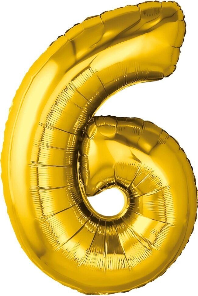 Шар (32'/81 см) Цифра, 6, Золото, 1 шт. в упак.