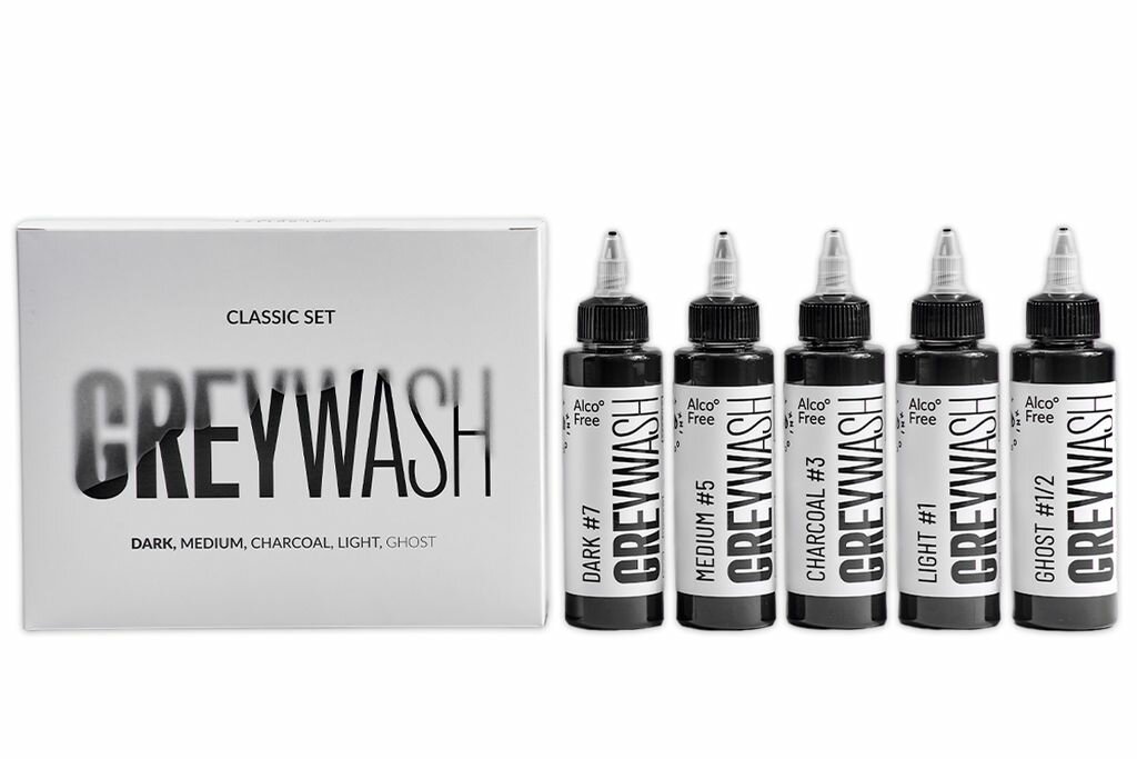 Краска для тату, набор теневых пигментов Classic Set Greywash Gallery Tattoo Ink, 100мл