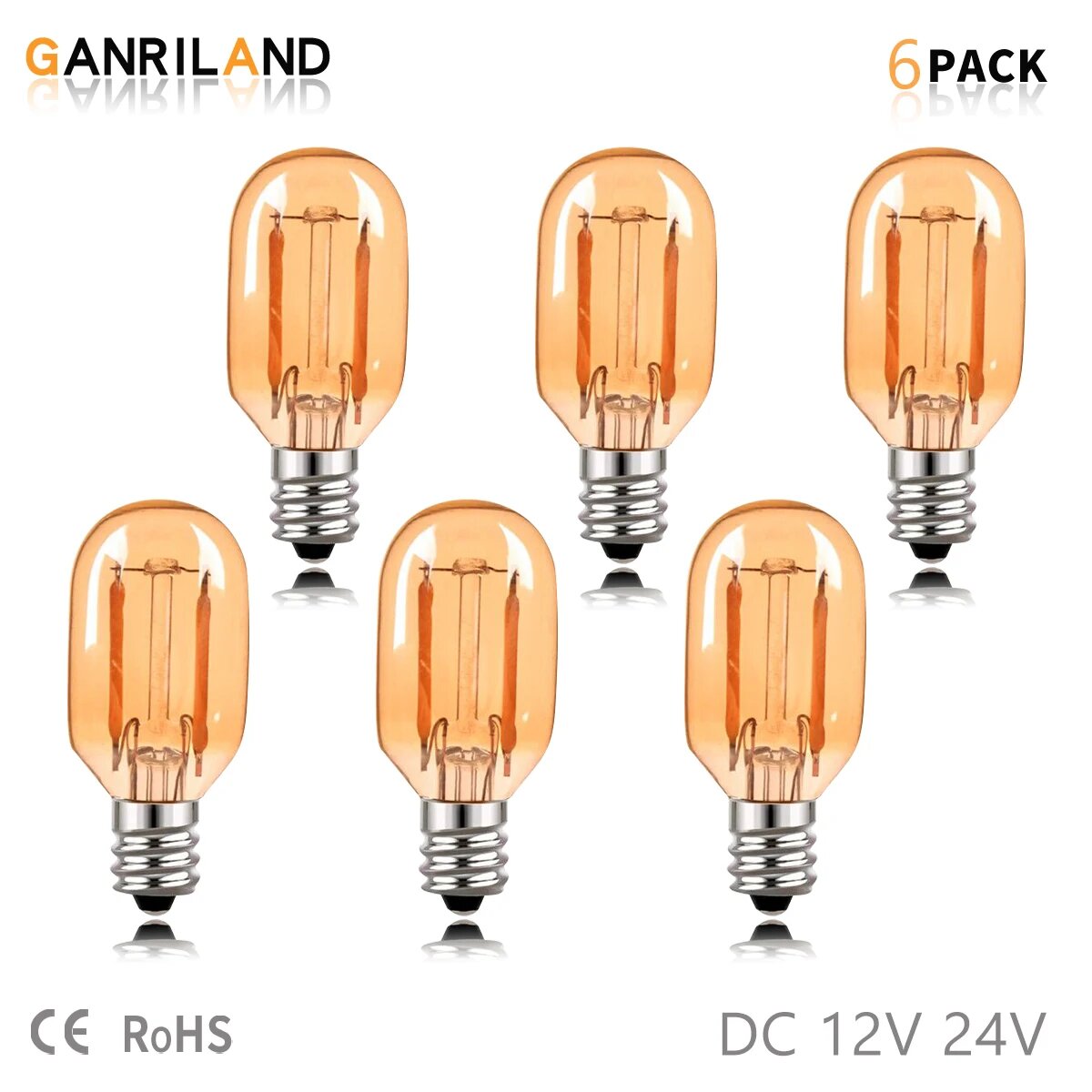 GANRILAND LED лампа накаливания T22 1Вт 12В 24В декоративная трубчатая E14 Base, DC 12V