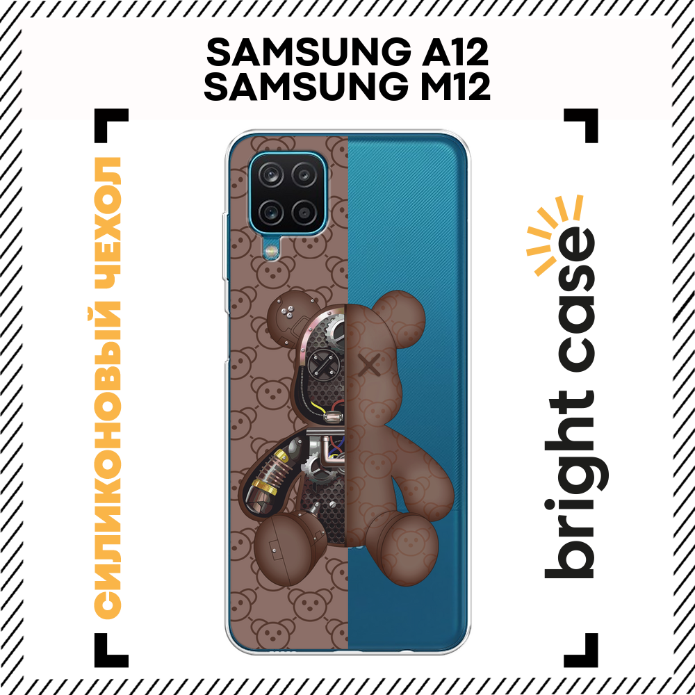 Чехол на Samsung Galaxy A12/M12 / Самсунг А 12/М12 с принтом Половинка медведя, прозрачный