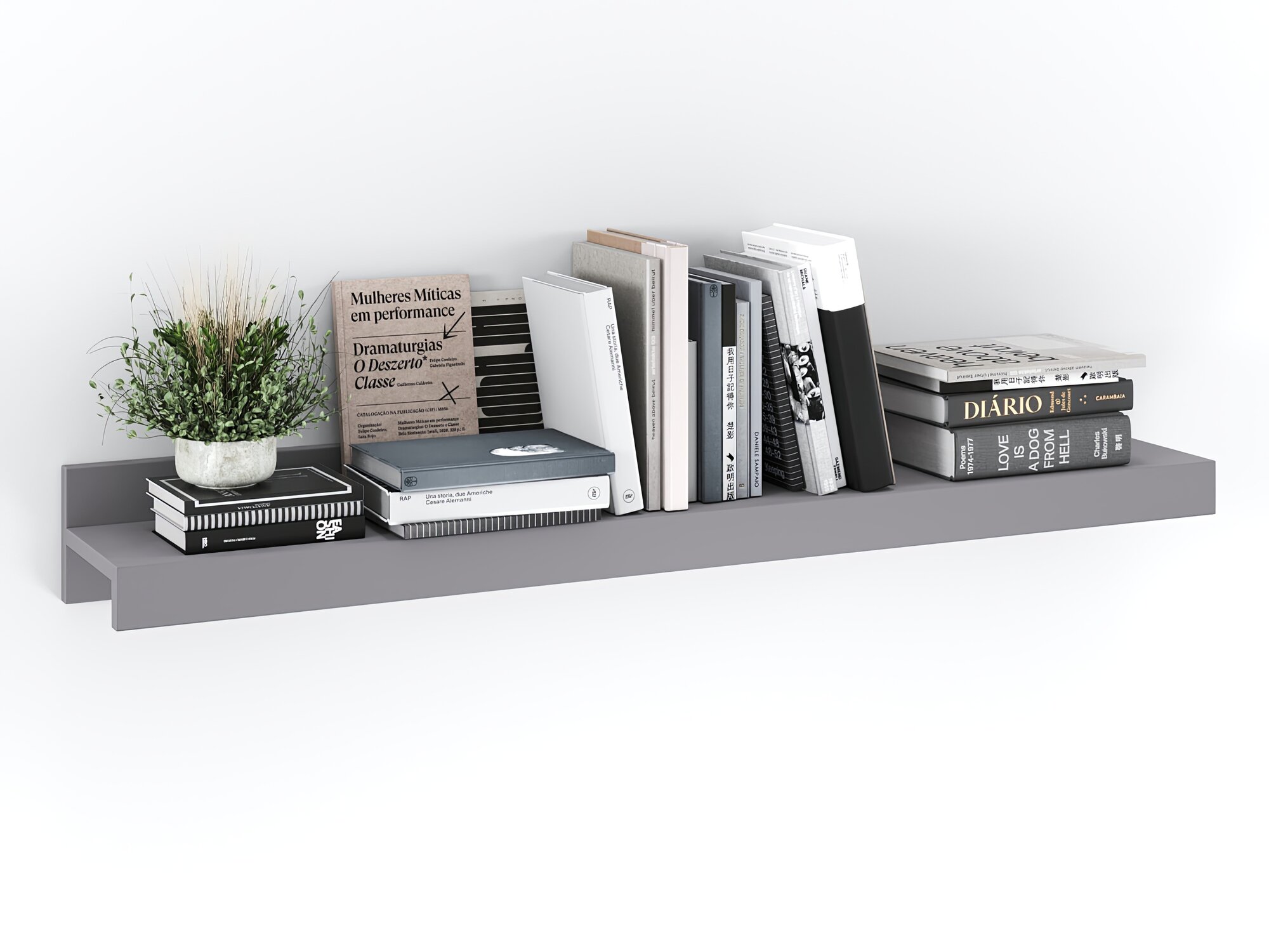 Полка навесная, настенная, для офиса, для детской Есэндвич Лаворо, 100х20х13 см (Вулканический серый)