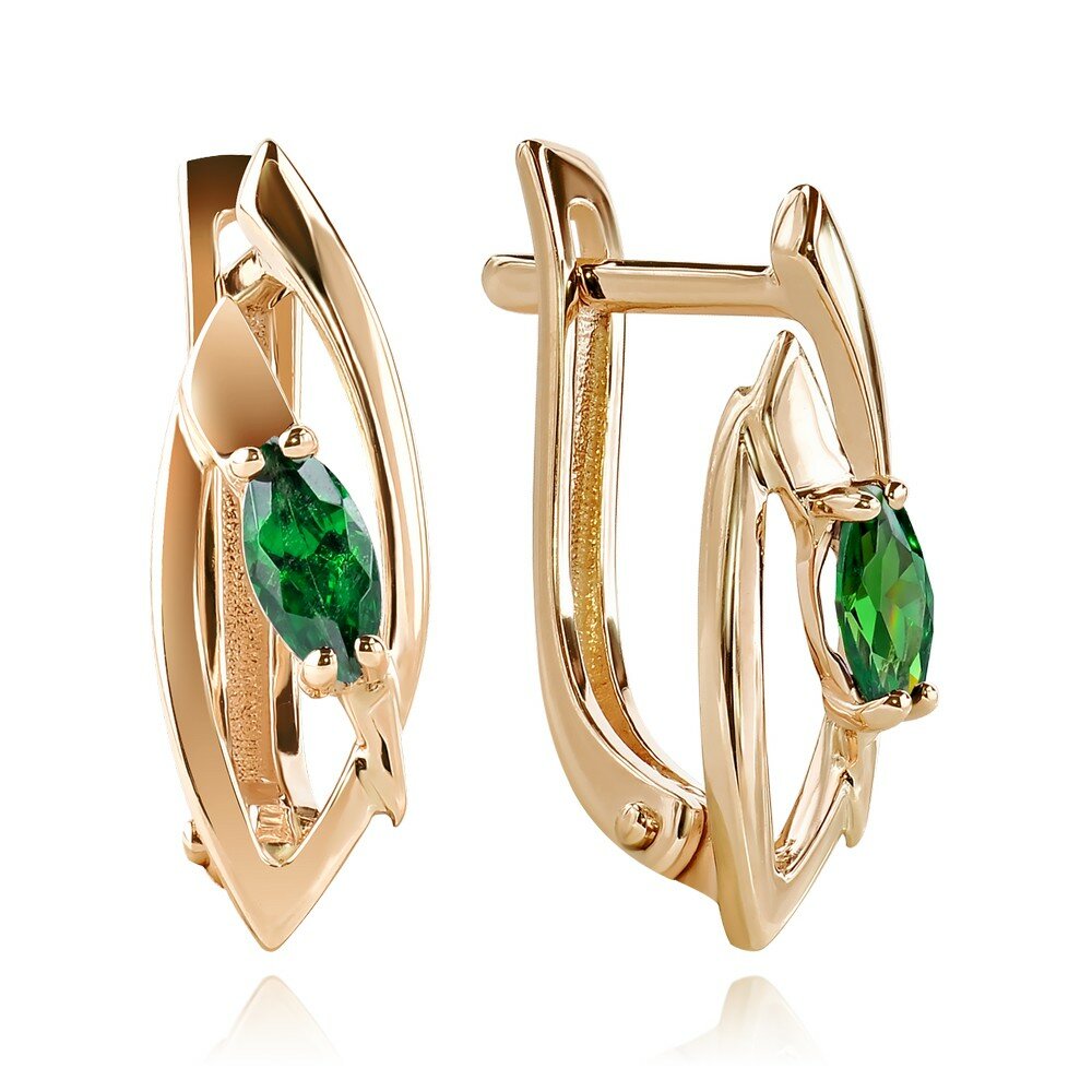 Серьги, красное золото, 585 проба, изумруд