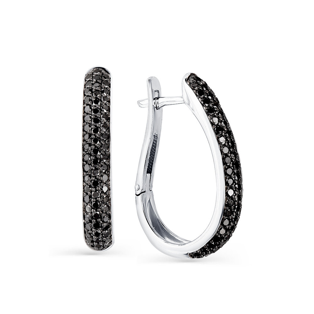 Серьги, белое золото, 585 проба, бриллиант