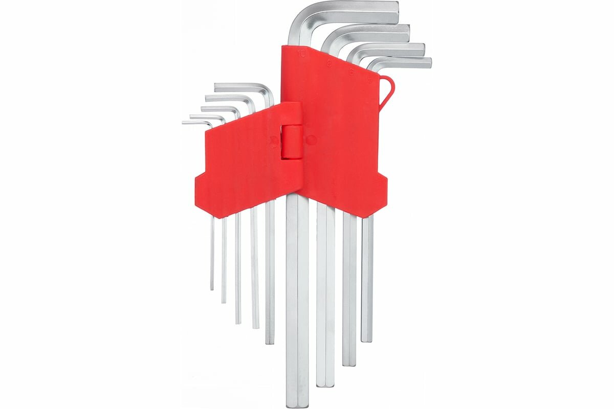 INTERTOOL Набор Г-образных шестигранных удлиненных ключей 9ед, 1.5-10мм, Cr-V, 55 HRC HT-0602