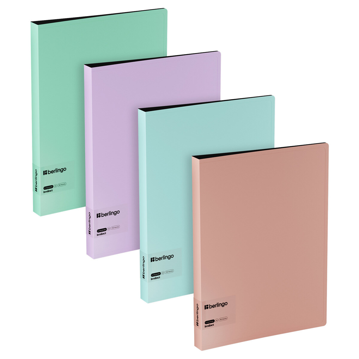 5 шт. Папка на 4 кольцах Berlingo "Instinct" А4, 35мм, 700мкм, D-кольца, с внутр. карманом, ассорти