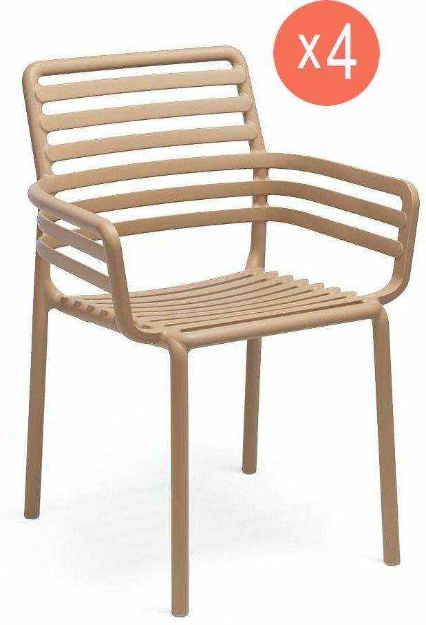 Комплект из 4-х садовых обеденных кресел NARDI Doga, цвет капучино