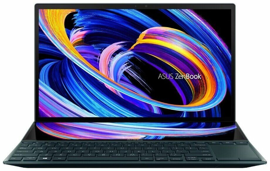 14" Ноутбук ASUS ZenBook DUO 14 UX482EGR-HY370W (90NB0S51-M002T0) синий - 1920x1080, IPS, Intel Core i7-1195G7, ядра: 4 х 2.9 ГГц, RAM 16 ГБ, SSD 1024 ГБ, GeForce MX450