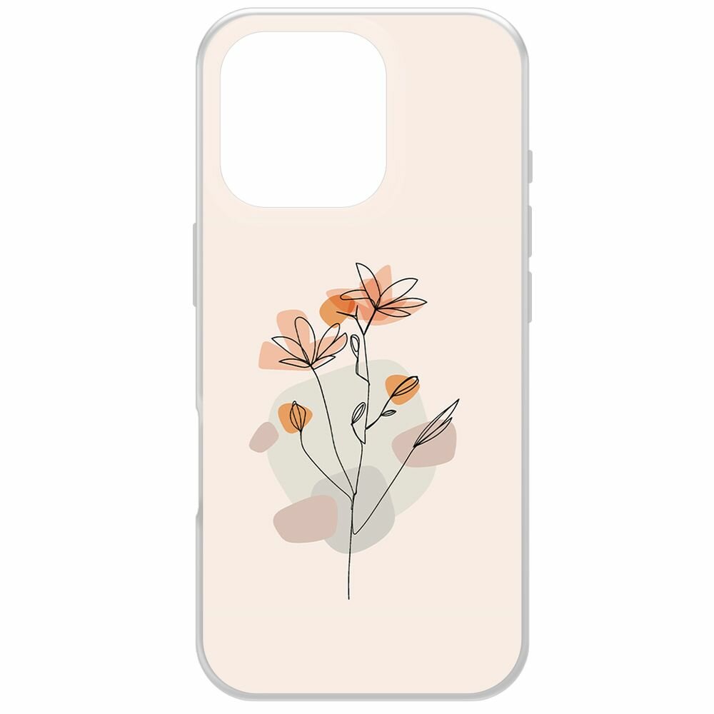 Чехол-накладка Krutoff Clear Case Ромашки для iPhone 16 Pro, прозрачный, полиуретан (PU)
