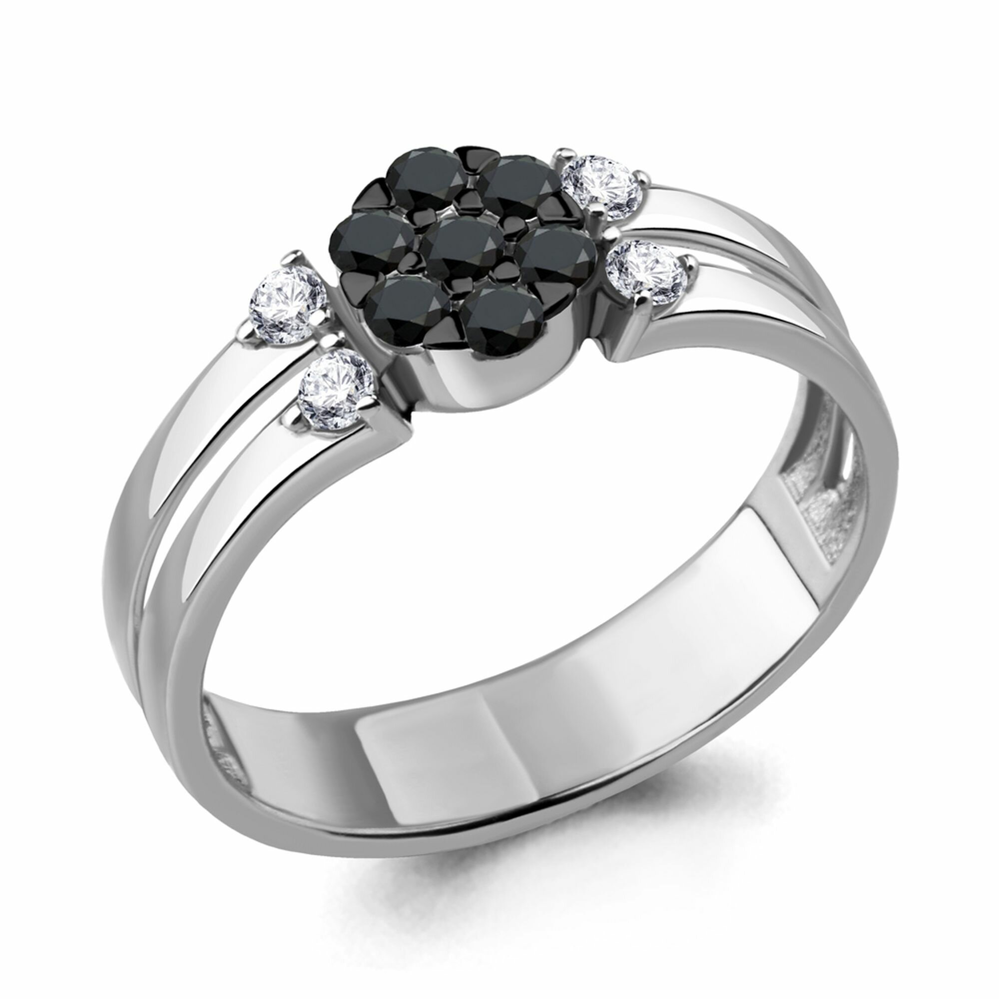 Кольцо, серебро, 925 проба, родирование, фианит, кристалл