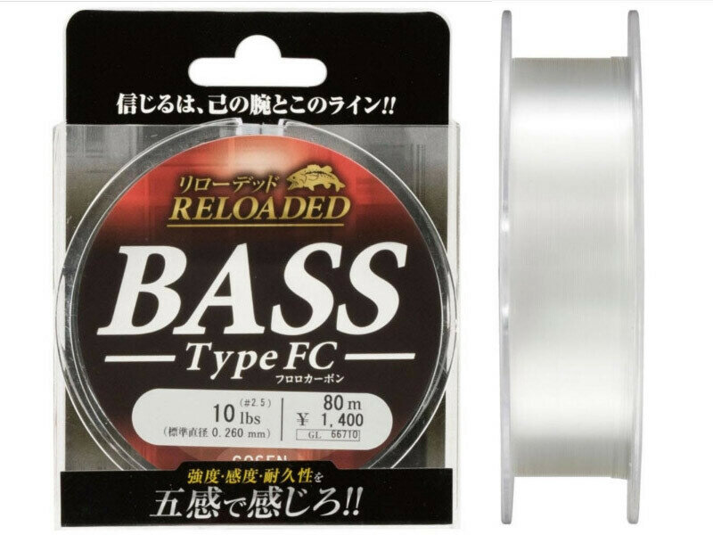 Леска флюорокарбон GOSEN FLUOROCARBON RELOADED BASS FC (GL6678 (80 м 0,235мм) )