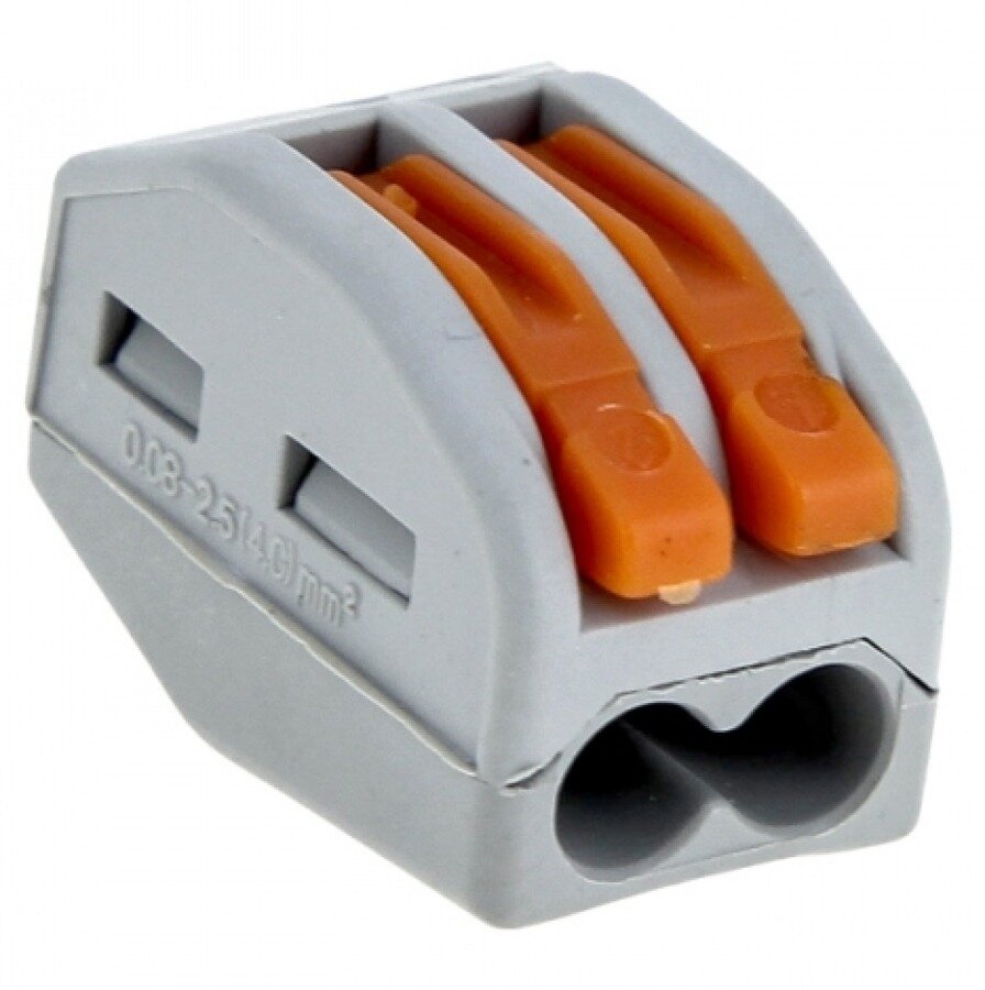 Клемма для проводов EKF / ЕКФ СМК 222-412 двухпроводная с рычагом серая, 0.08-2.5мм2, 1шт. / зажим