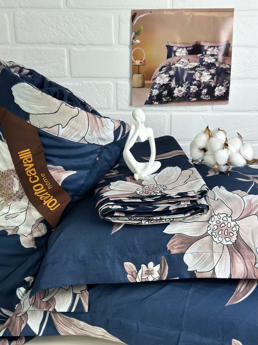 Постельное белье с готовым одеялом, евростандарт, хлопок/вискоза, всесезонное