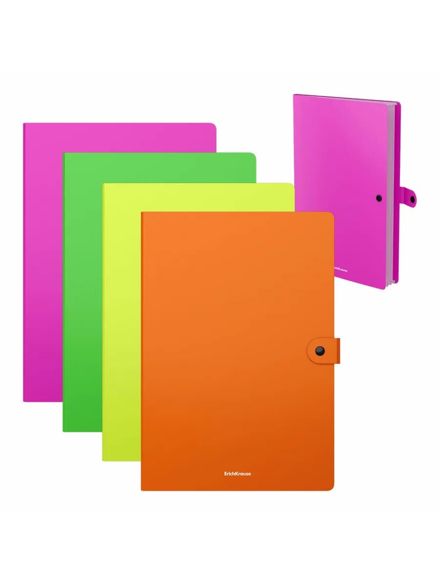 Папка-картотека на кнопке пластиковая, A4, с 3 отделениями