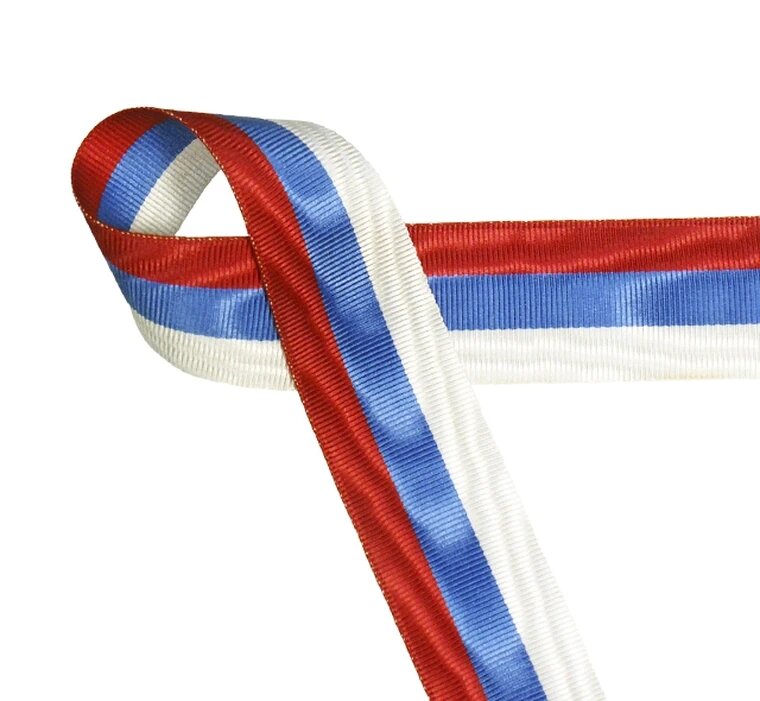 Лента муаровая Триколор флаг России 28 мм ширина сувенирная копия, ордена медали и награды