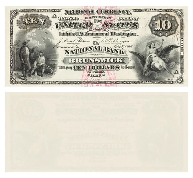 10 долларов 1894 Brunswick США Джорджия, серия А, сувенирная копия, банкноты и купюры редкие коллекционные