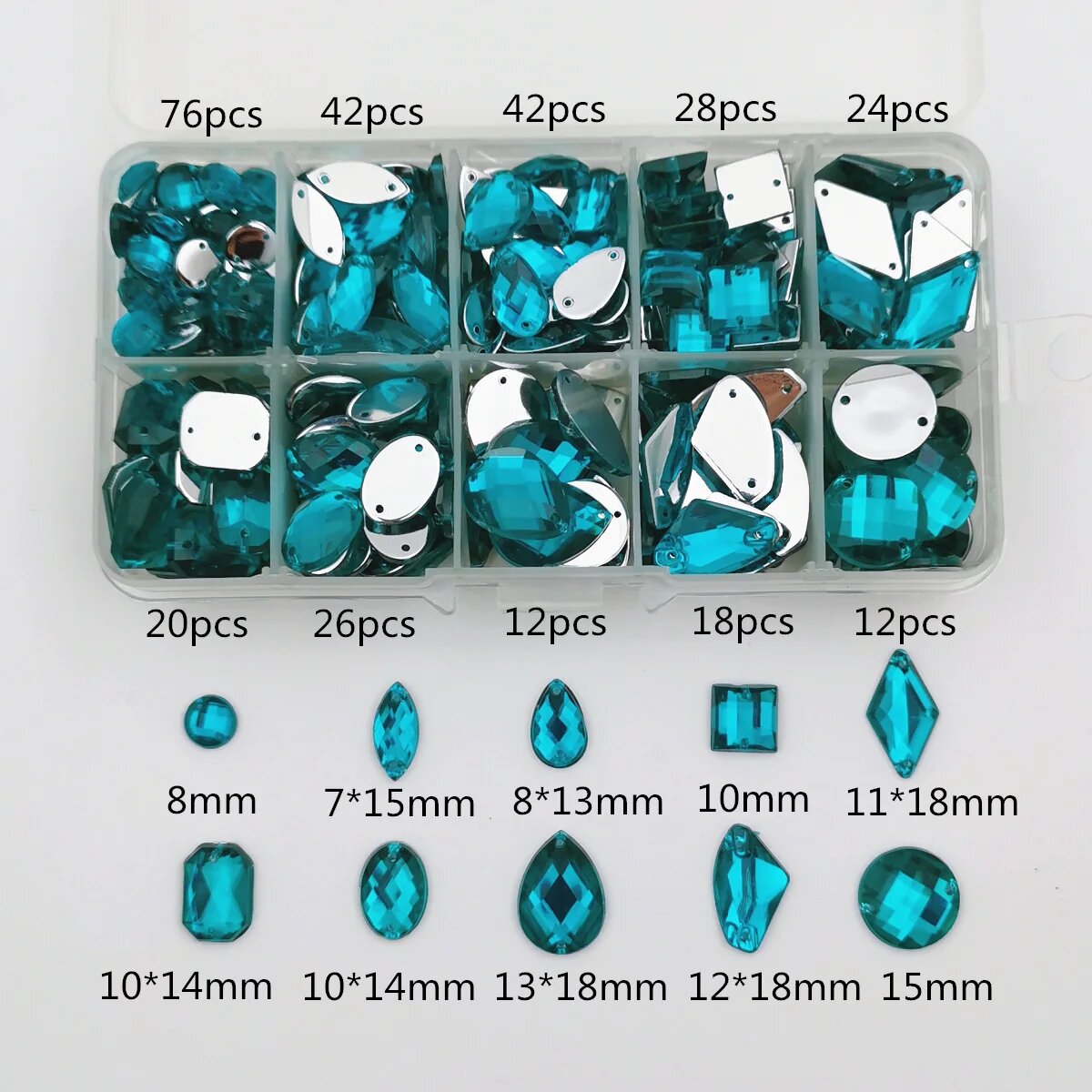 Стразы бирюзовые плоские акриловые 300шт Turquoise