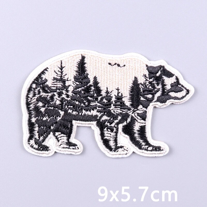 Вышитые нашивки животные горы pulaqi Черный, PE8418CT