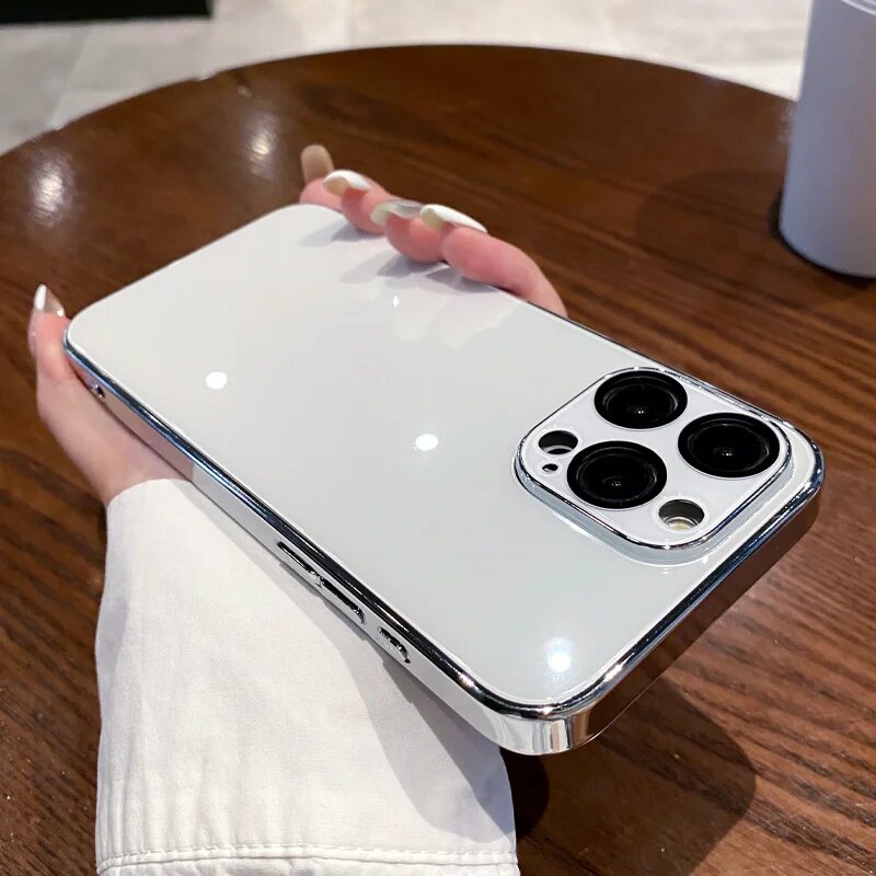 Белый стеклянный чехол Simplicity для iPhone 14 Pro