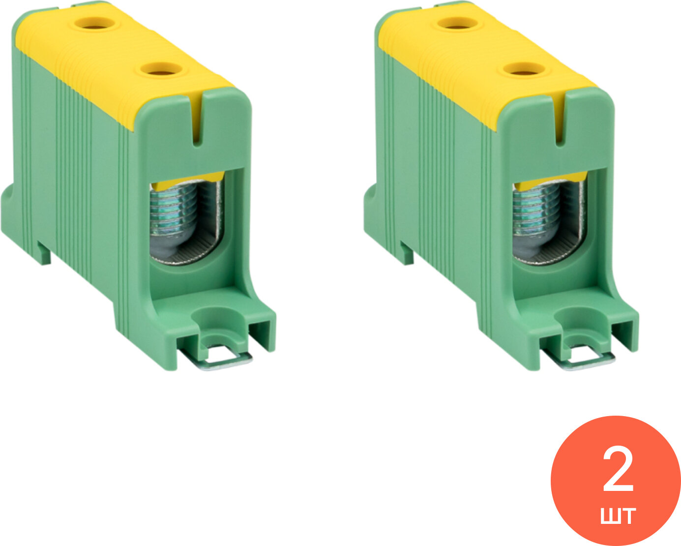 Клемма для проводов EKF / ЕКФ PROxima КСВ 16-95 силовая вводная, огнестойкий полиамид, 245А, 86х24мм, желто-зеленый, 1шт. / зажим (комплект из 2 шт)