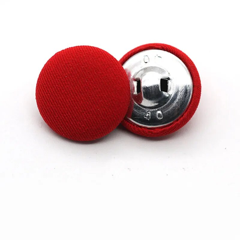 Металлические тканевые пуговицы 10 шт. Красный, 18mm, Red