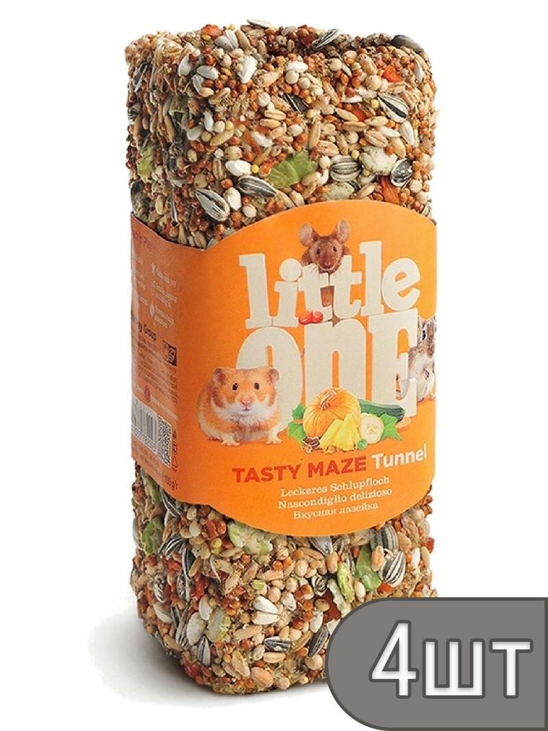 Little One Набор 4 шт Туннель малый - лакомство-игрушка для мышей, хомячков и др, 100г 0.4 кг