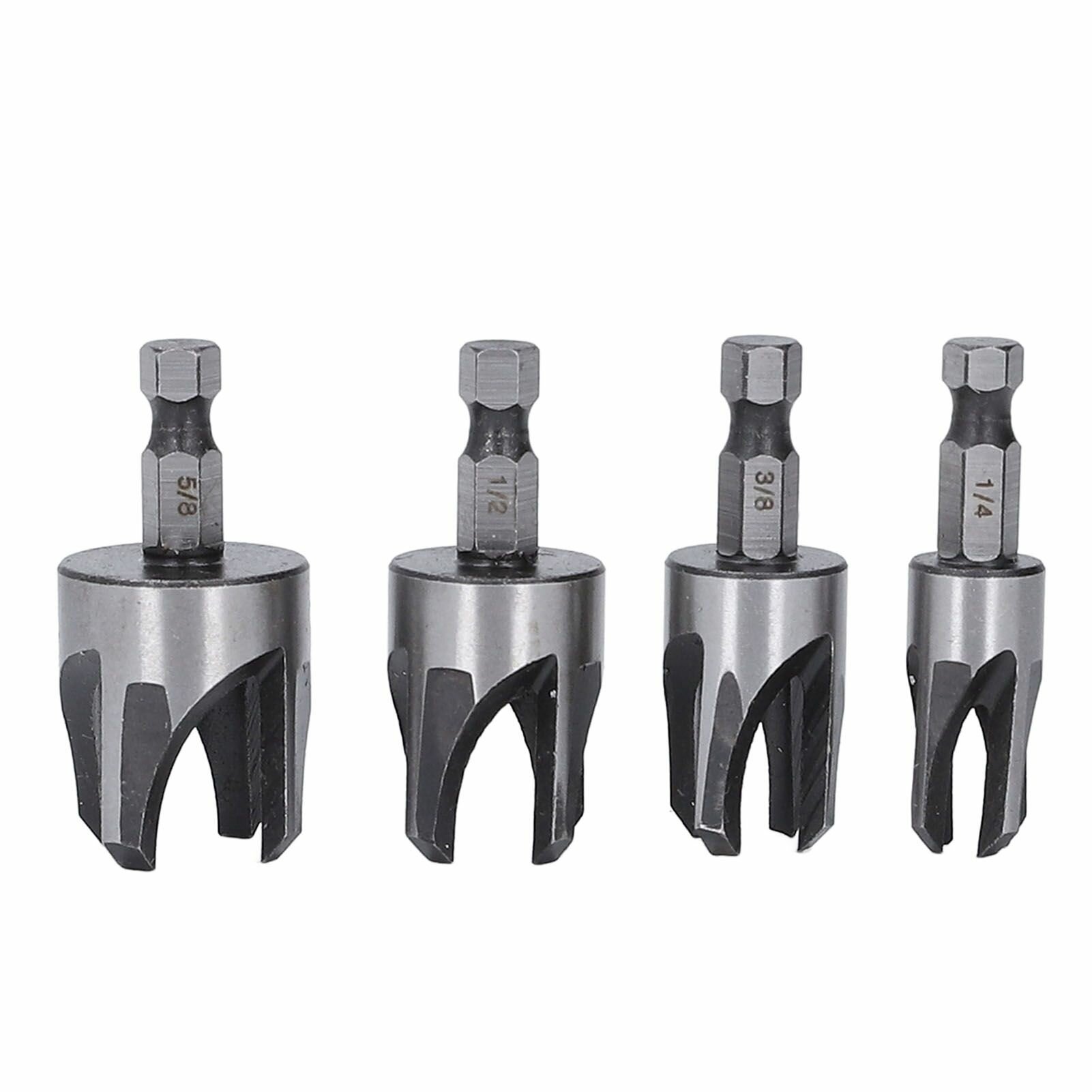 4 шт. резца с конической заглушкой, шестигранный хвостовик 1/4 дюйма, серебристый