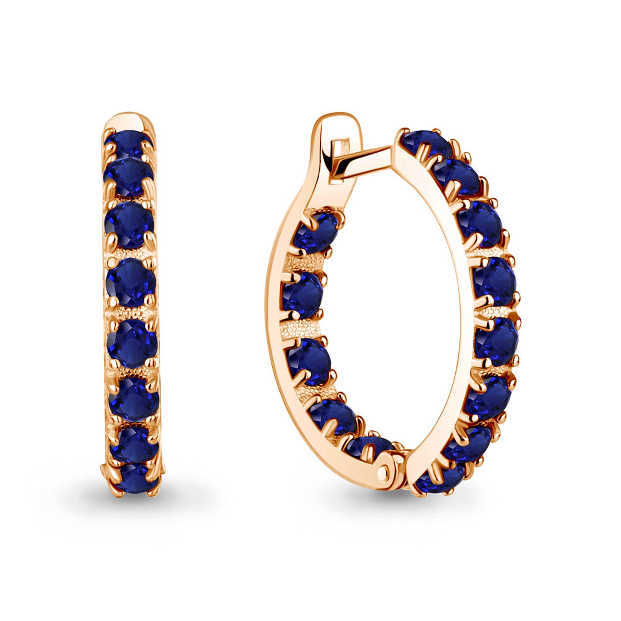 Серьги, серебро, 925 проба, золочение, сапфир синтетический