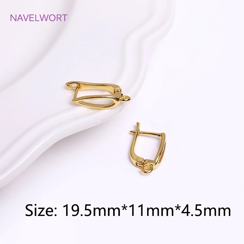 Фурнитура для сережек, латунные крючки с позолотой 18 карат, NAVELWORT, 8 2 pieces, 18K gold plated