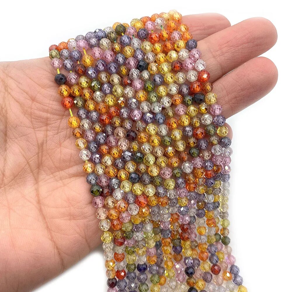 Бусины из натурального циркона граненые круглые 2/3/4 мм 3mm about 130pcs