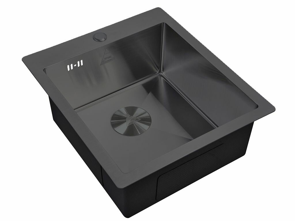 Мойка кухонная ZorG SH 4551 GRAFIT с накладкой, интегрированная / врезная / подстольная, графит