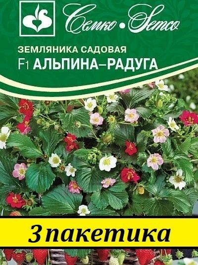 Семена Земляника Альпина Радуга 10шт 3 пакетика