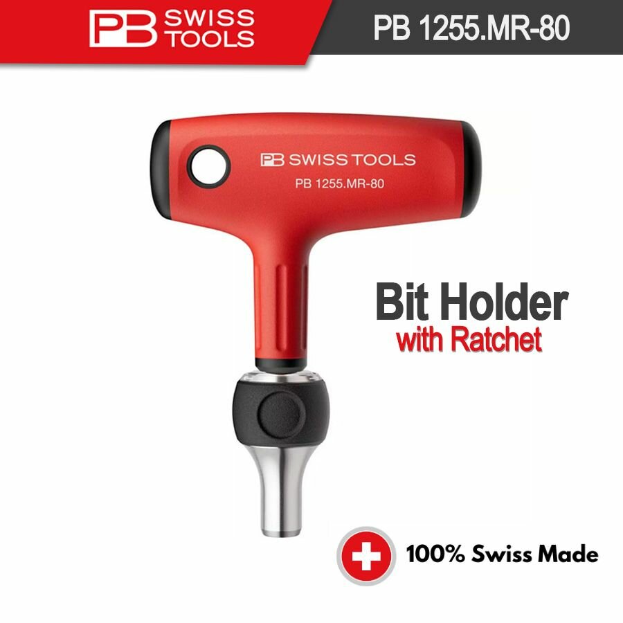 PB SWISS Держатель для отверток с храповиком для быстрой замены долота, Ручка отвертки, PB 1255. MR-80