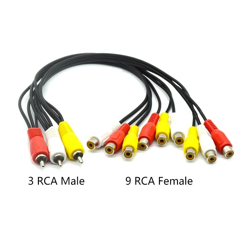 Nku RCA разветвитель 3 RCA на 6+9 RCA 3RCA M-9RCA F