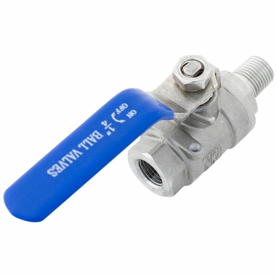 Кран шаровый внутренняя резьба/наружная резьба 1/4" дюйма полнопроходной нержавеющая сталь