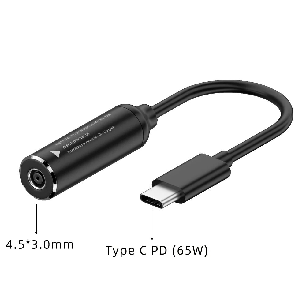 Кабель DC Power Jack к USB C 65 Вт 4.5-3.0mm
