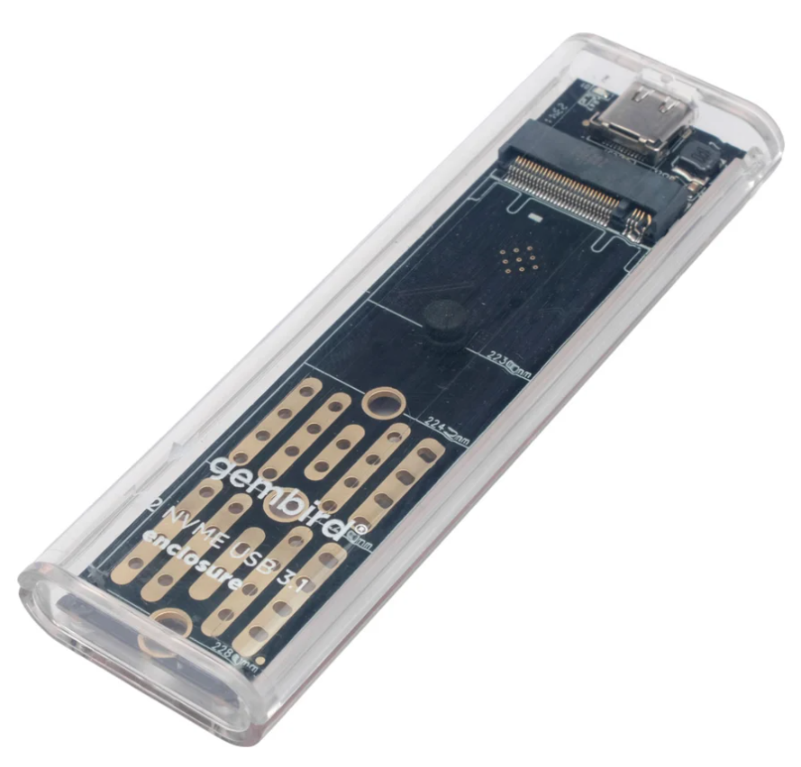 Внешний корпус USB 3.1 для 2.5" M.2 NVME Gembird EEM2-NVME-2, порт Type-С, SATA III, пластик, прозра