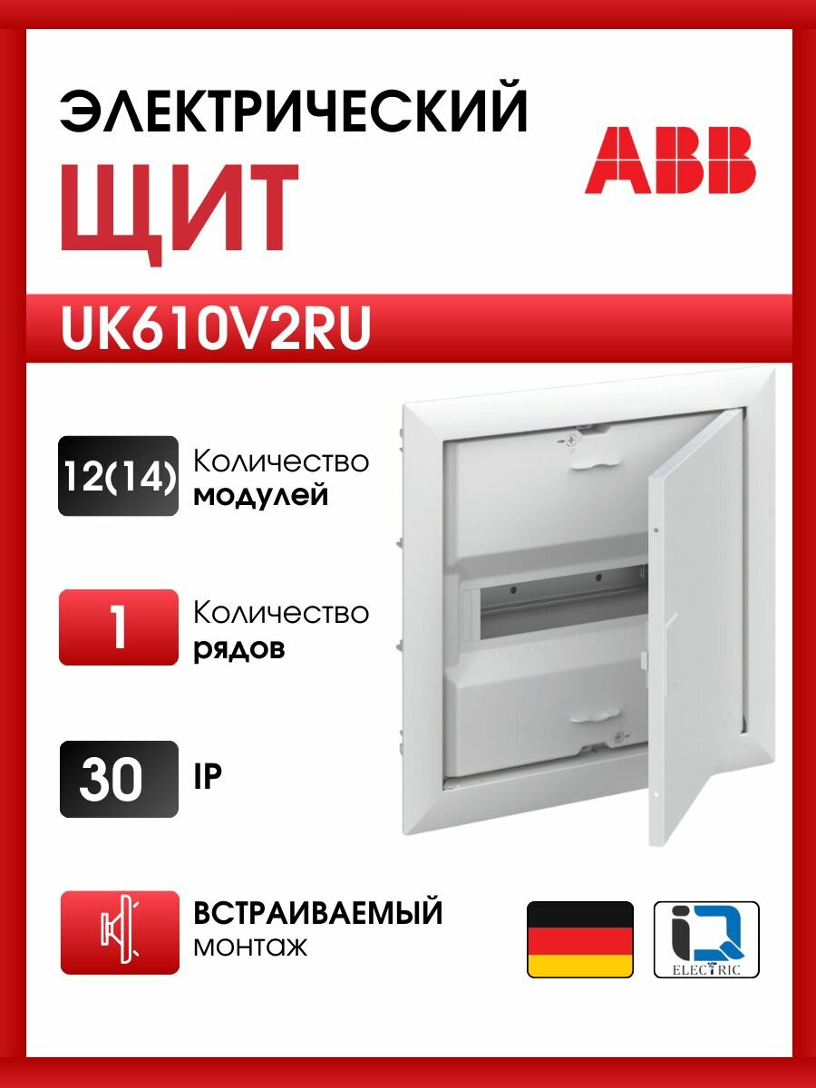 Шкаф в нишу ABB UK610V2RU 12 (14) мод (с винтовыми клеммами N/PE) 2CPX077855R9999, белый