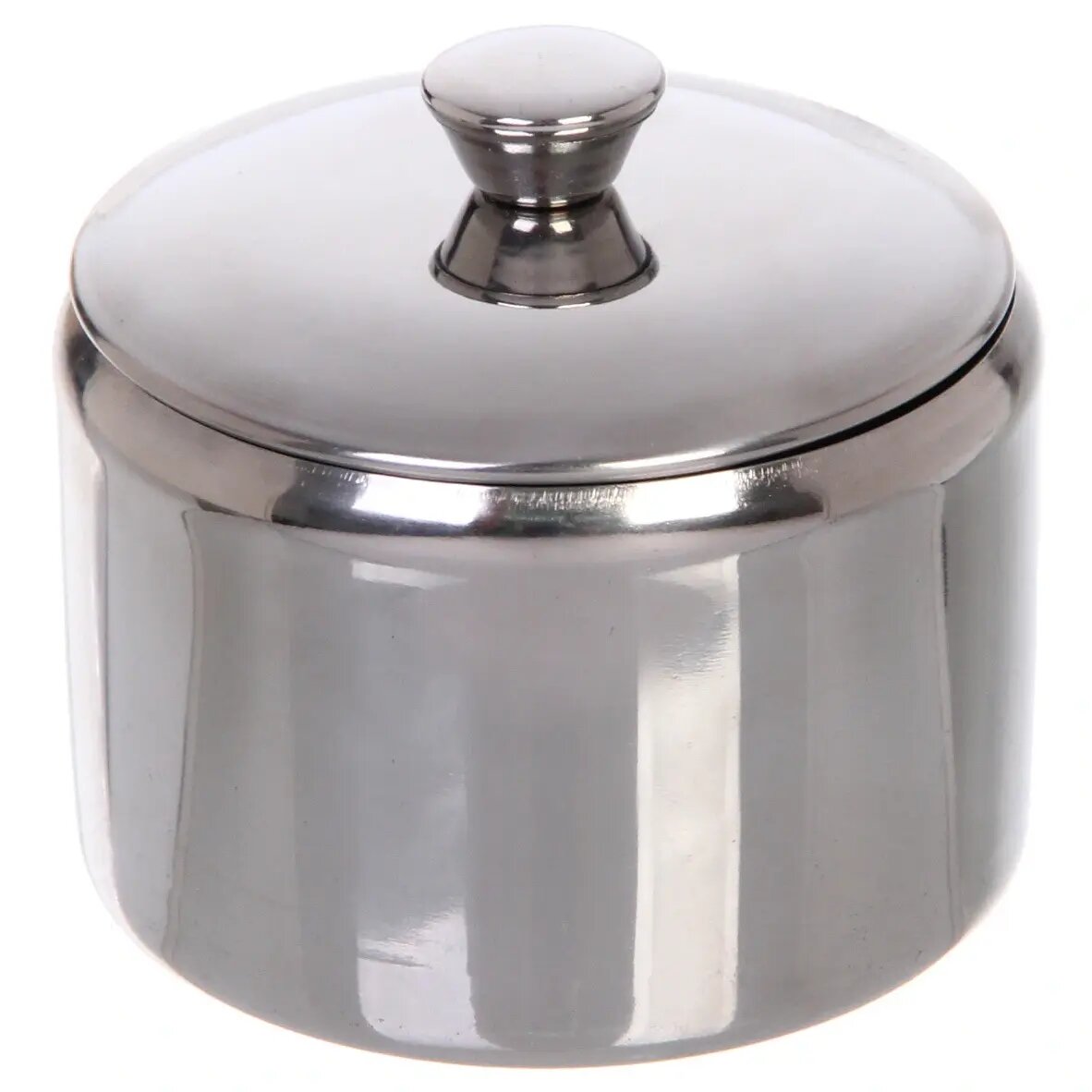 Сахарница из нержавеющей стали 200мл, с крышкой и ложкой, диаметр 6см