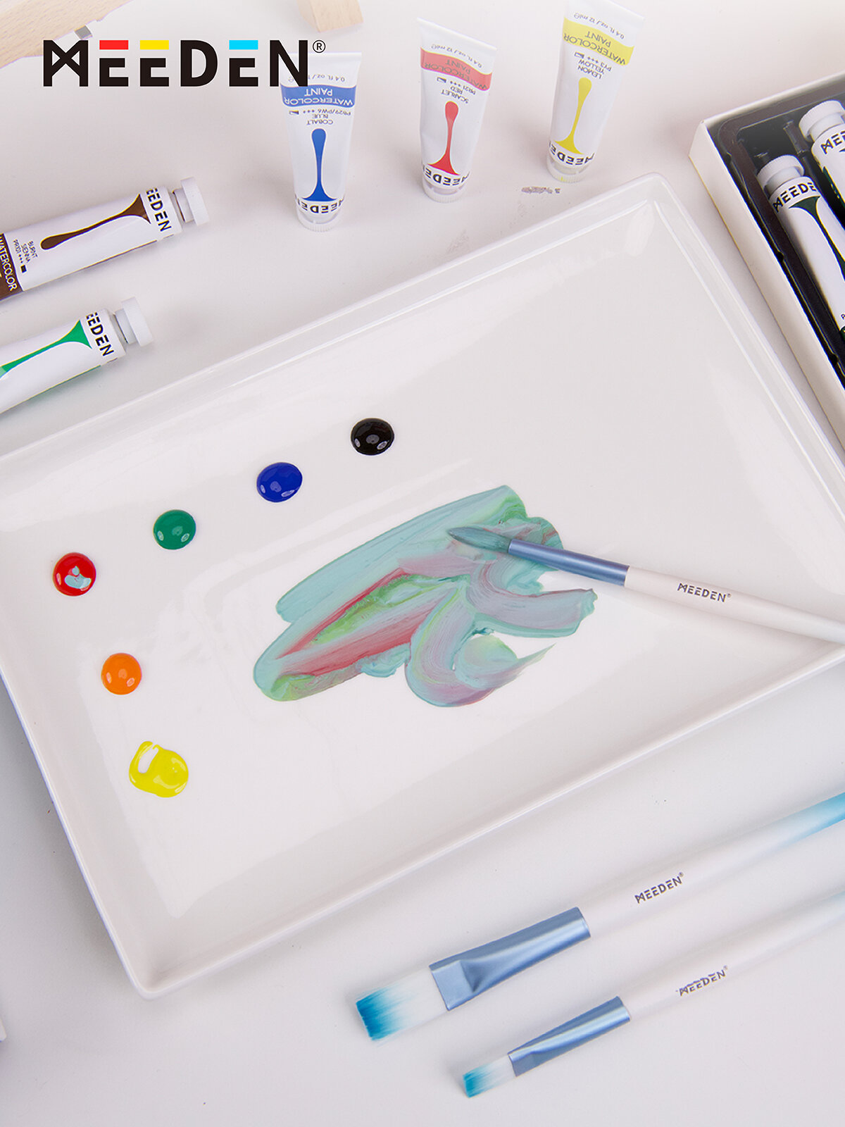 Керамическая палитра-лоток "MEEDEN", фарфор, оранжевая, для акварели и гуаши