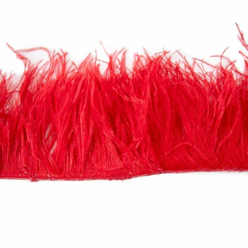 Бахрома из страусиных перьев 1 метр Красный, 15-18cm, red