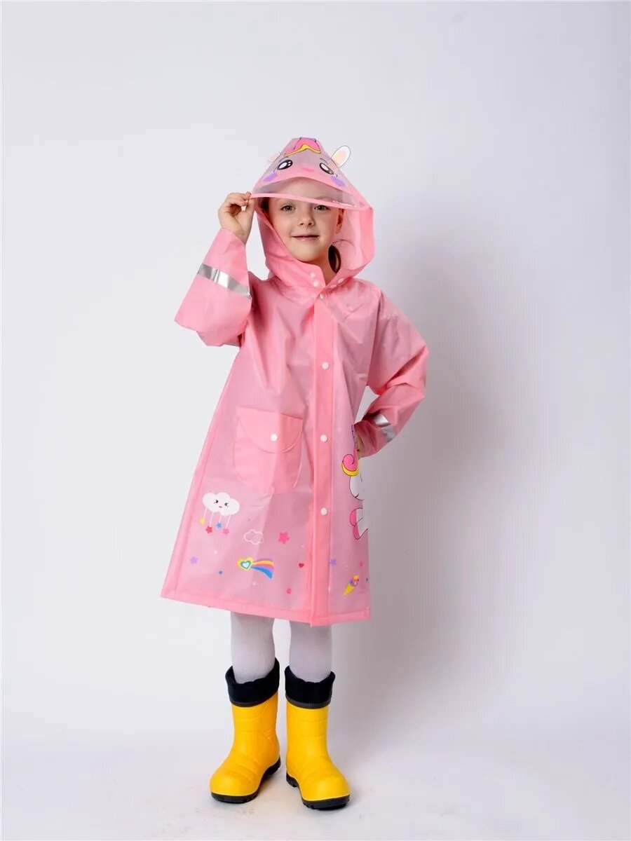Детский дождевик розового цвета с принтом единорога уте