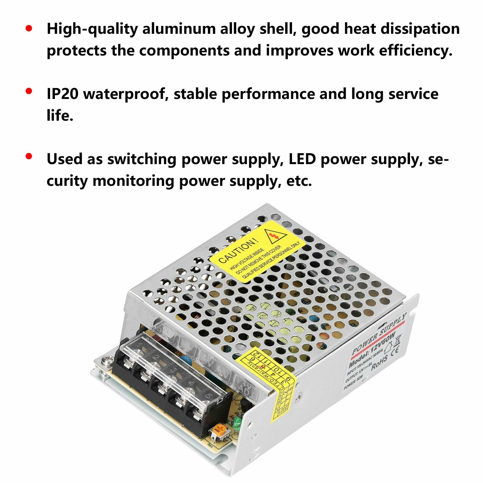 Импульсный источник питания 60 Вт, 5 А, преобразователь 220 В в 12 В, светодиодный драйвер для светодиодной камеры видеонаблюдения